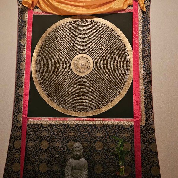 Blessed Shree Yantra Mandala, Handmade Sacred Thangka Painting for ...