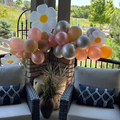 Boho Daisy Flower Balloon Garland Kit Dusty Rose and Retro Yellow ...