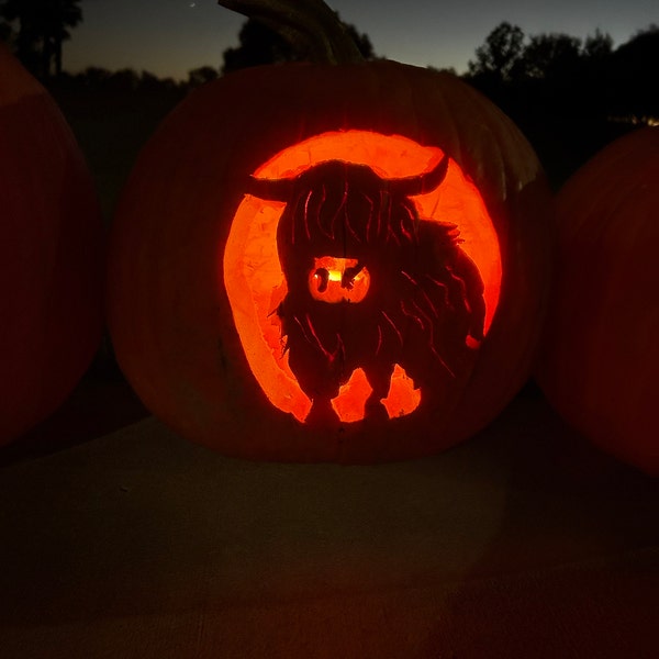 Highland Cow Pumpkin Stencil, Printable Pumpkin Stencil, Jack O ...