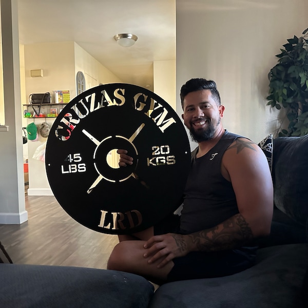 Gym Weight Plate Monogram, Personalized Home Gym Sign, Custom Metal ...