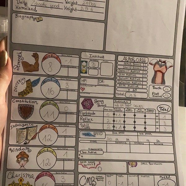 Ashe's Character Sheet for the Easily Confused : Grayscale Version - Etsy