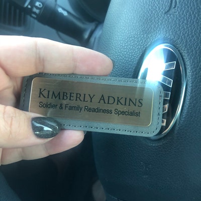 Leather & Brass Magnetic Name Tags. With 2 Lines of Text. - Etsy