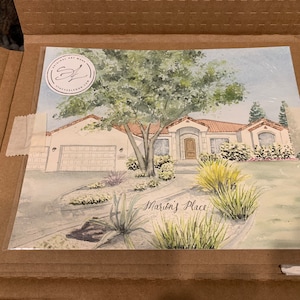 Custom House Drawing, House Illustration, Watercolor House Painting ...