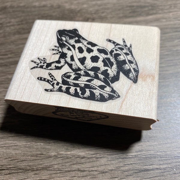 Leopard Frog RUBBER STAMP, Frog Stamp, Toadstool Stamp, Garden Stamp ...