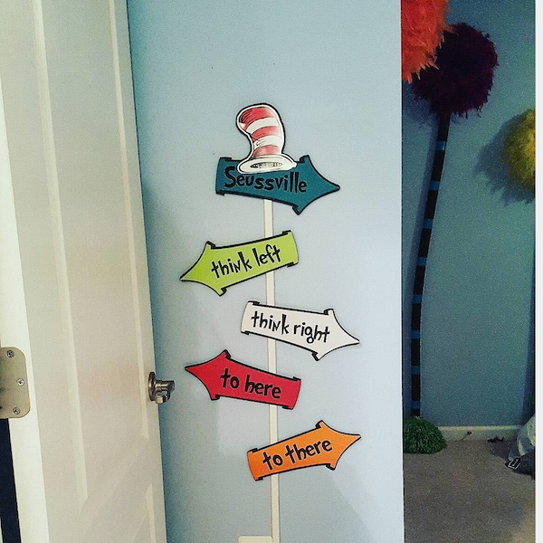 DR. Seuss/cat in the Hat...whimsical Directional SIGNS - Etsy