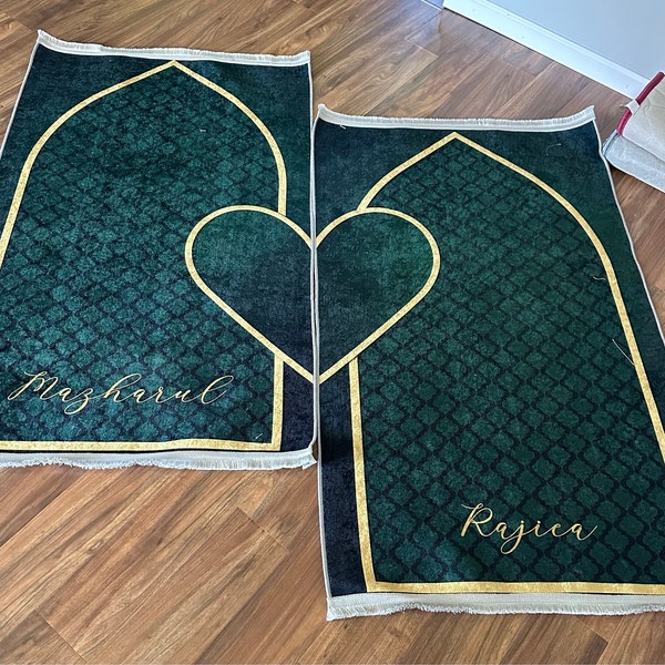 Personalized Foam Padded 2 Prayer Mat Set With Heart Design, Islamic ...