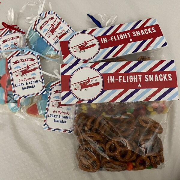 Airplane Treat Bag Toppers, Airplane Birthday Party Favors, Favor Bag ...