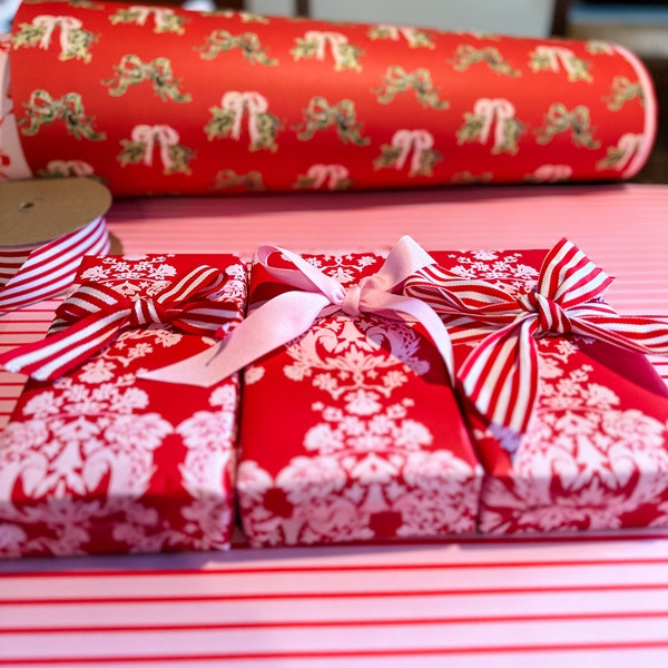 Wrapping Paper: Red Damask {gift Wrap, Birthday, Holiday, Christmas} - Etsy