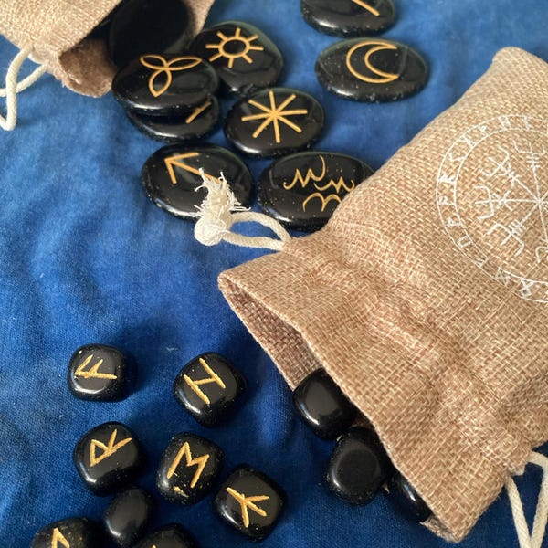Rune Stones Gift Set Includes 21 Page Guide Book and Free Bag ...