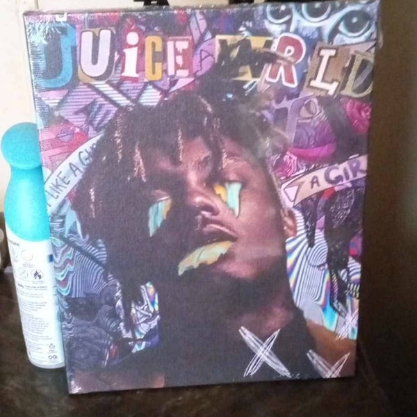 Travis Scott Canvas Wall Art - Iconic Rapper Floral Design - Large Hip ...