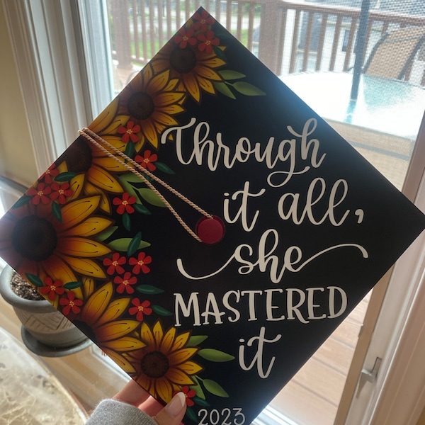 She Mastered It- Grad Cap Topper Graduation Gift Tassel Custom Grad ...