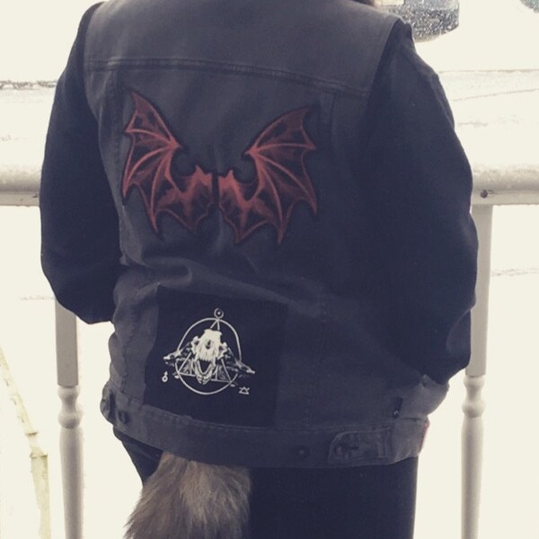 Red Demon Devil Wings Patch Mirror Wings Back Patch Iron on Embroidery Patch Mtcoffinz - Pair ...