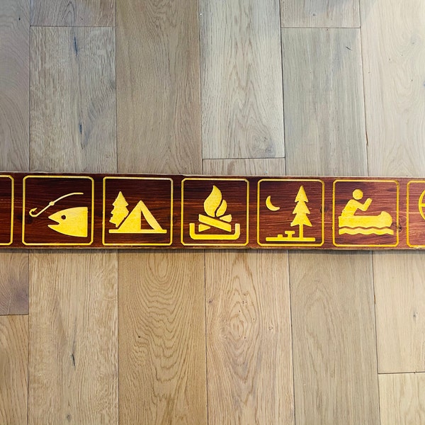 Camping Icons Carved Rustic Wood Sign/outdoor Sports/recreational ...