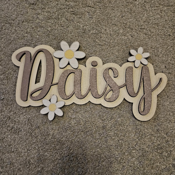 Daisy Door Sign: Wooden Floral Nursery Decor, Custom Daisy Name Sign ...