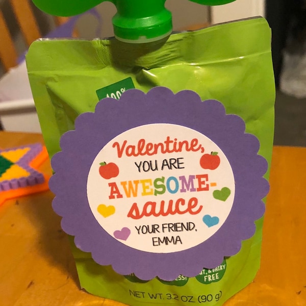 Awesome-sauce Valentine's Day Tag, Apple Valentine's Tag, Colorful ...