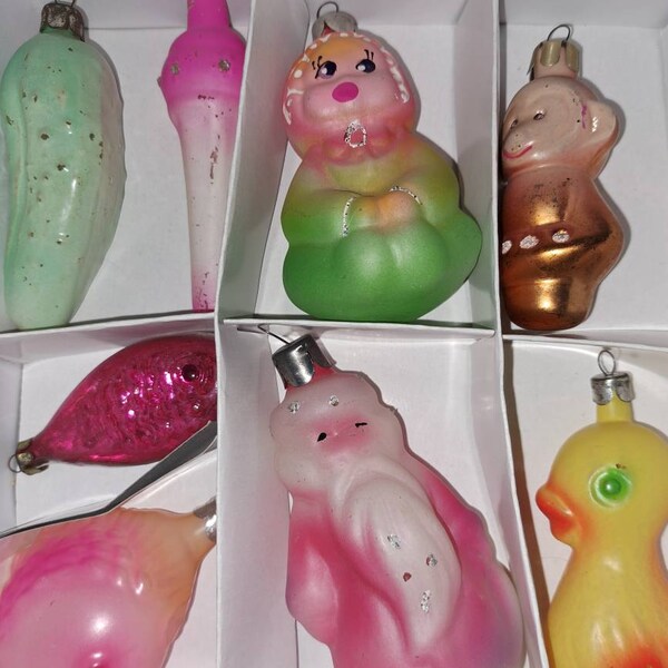 Vintage Glass Christmas Tree Toys Xmas Ornament Retro Decoration Birds ...