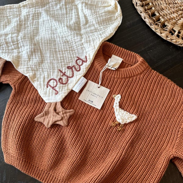 Custom Goose Embroidered Sweater, Embroidered Sweater, Girls Sweaters ...
