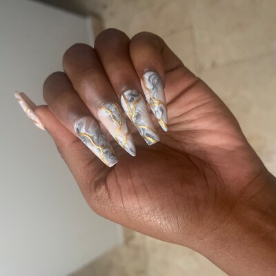 Chrome Dome Crazy Luxury Press on Nails, Cute Nails, Reusable. Bright ...