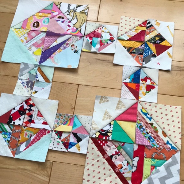 PDF | Pattern Bundle | 1", 2", & 3" Scrappy Half Square Triangles ...