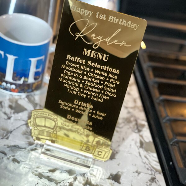 Standing Luxury Wedding Menu, Table Mirror Acrylic Engraved Menus With ...