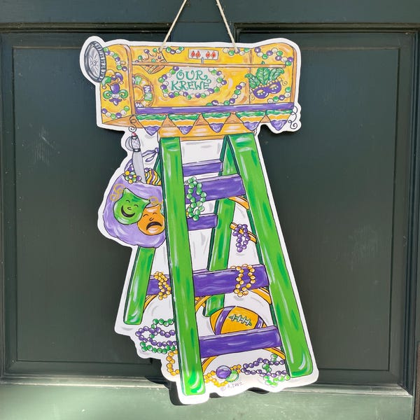 Mardi Gras Ladder Door Hanger, Carnival Decor - Etsy