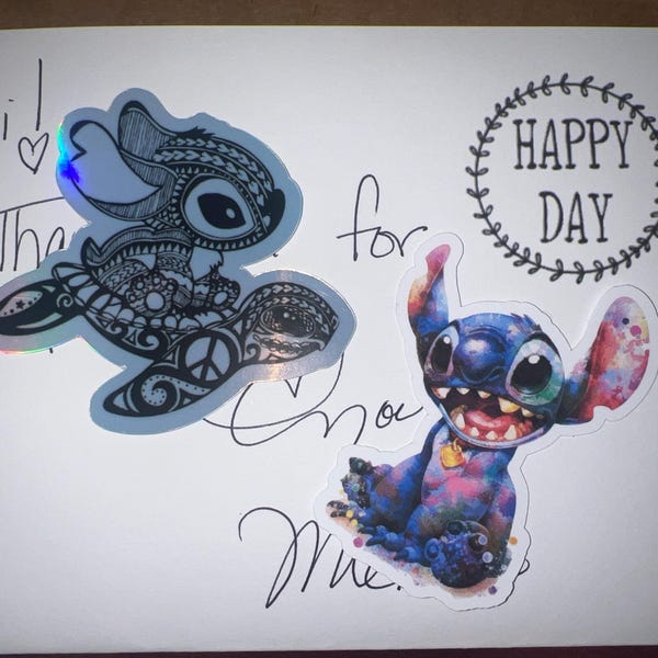 Stitch Riding A Sea Turtle Mandala Holographic Water Resistant ...