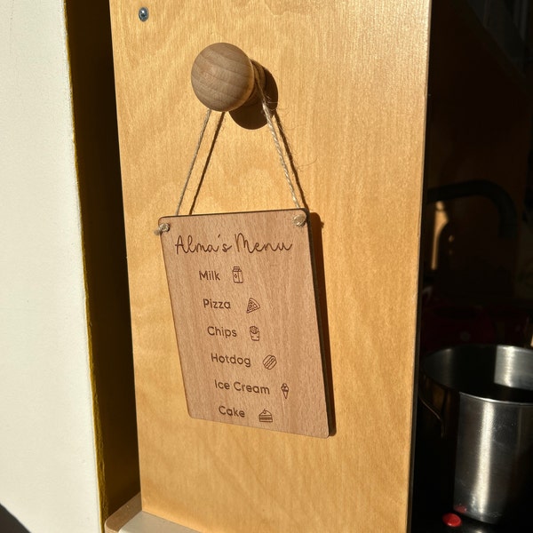 Personalised Child’s Play Kitchen Sign | Kids Kitchen Cafe Menu ...