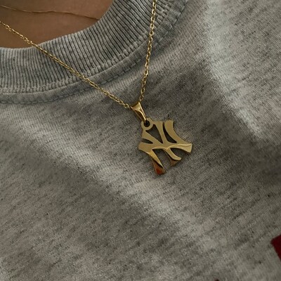 LA Dodgers Baseball Necklace 18k Gold Plated Stainless Steel LA ...