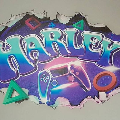 Personalised Medium & Large Sized 3D Cracked Wall Effect Gamer Wall ...