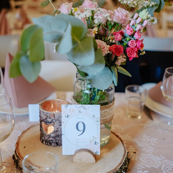 Blush Pink Wedding Table Numbers Template, Floral Table Number ...