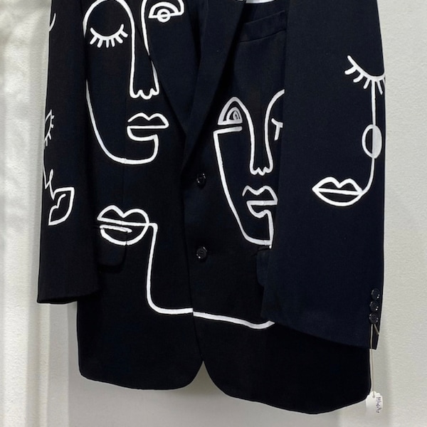 Reworked Blazer Hand Painted : Cherry - Etsy
