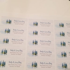 Watercolor Forest Trees Cabin Return Address Labels Personalized ...