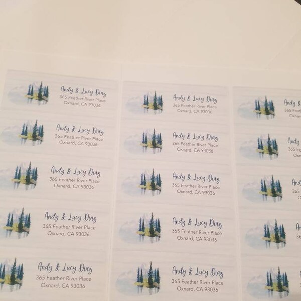 Watercolor Mountain Landscape Return Address Labels - Personalized ...