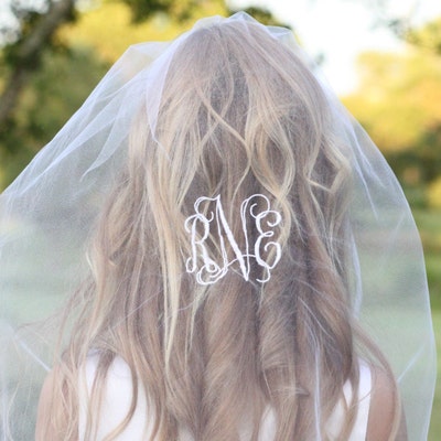 Lydia's Monogrammed One Tier Pencil Edged Communion Veil - Etsy