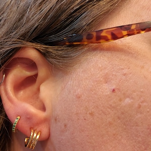 Dainty Triple Band Huggie Hoop Earrings - Etsy