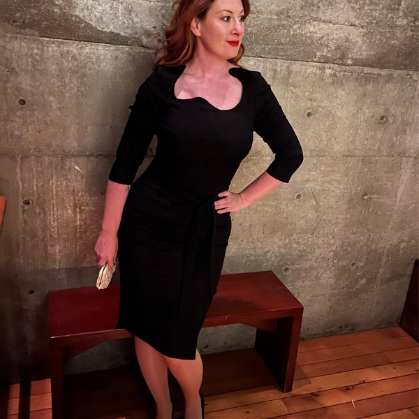 Janice - Old Hollywood Pencil Dress Curve Neckline - Etsy