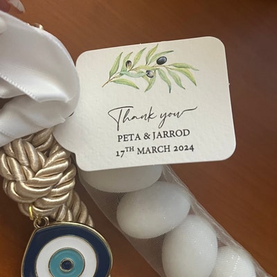 Koufeta A Greek Wedding Tradition Tags Five Sugared Almonds Olive ...