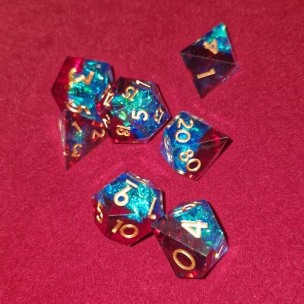 Blue Lightning DND D20 Dice, Resin Sharp Edge Dice Set, D&D Dice Set ...