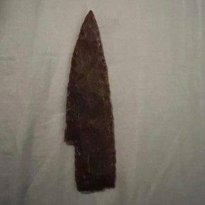 6.5 Stone Serrated Spearhead, Lance Head, Drill Point Hand Knapped ...