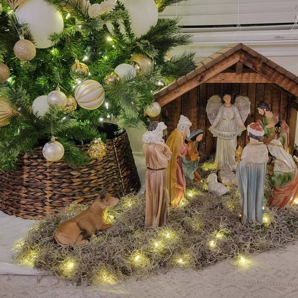 Handcrafted Rustic Wooden Nativity Crèche Manger – Extra Large ...