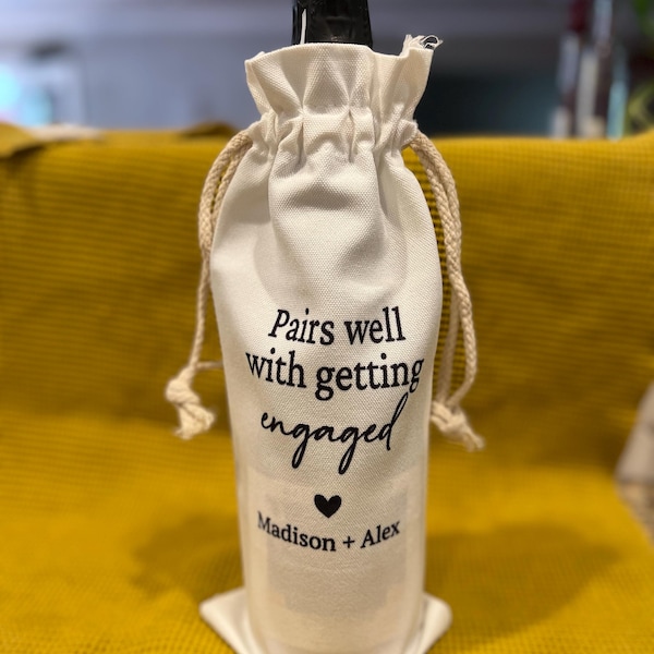 Pairs Well With Getting Engaged Wine Bag, Engagement Gift Card, New ...