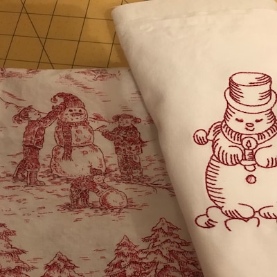 SALE Hand Embroidery Patterns Redwork Designs Joyful Snowmen in 4 Sizes ...