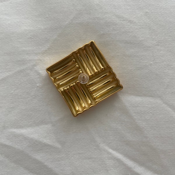 Large Gold Square Earring Gold Square Studs Earring 90s Style Textured ...