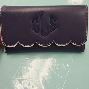 Monogram Scalloped Wallet Personalized Wallet Womens Vegan Leather ...