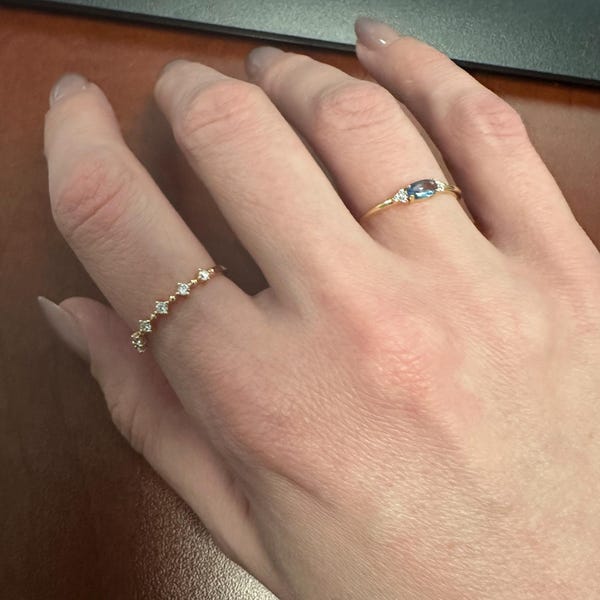 ADALINE RING- Dainty Promise Ring - Sterling Silver Stacking Ring - Wedding Band - Floating ...