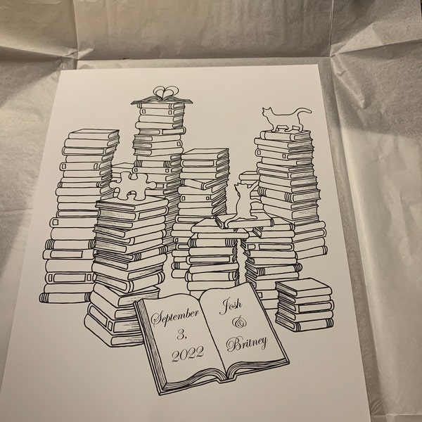 Library Themed Wedding Guest Book Alternative 11x14 - Etsy
