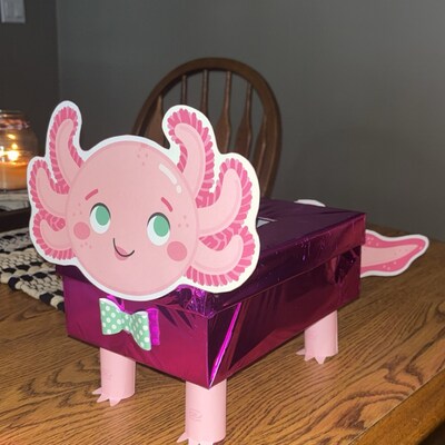 Axolotl Valentine Box Kit Printable DIY Mailbox for Valentine's Day ...