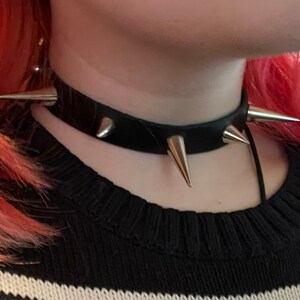 Leather Punk Collar With 9 Spikes | Etsy