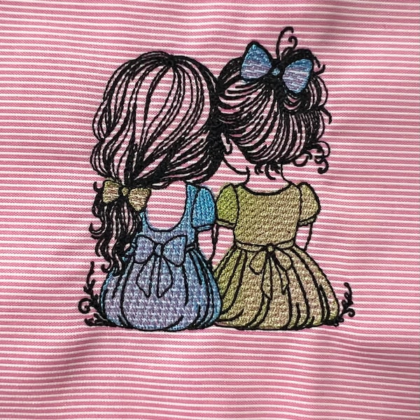 Girls Embroidery Design, Best Friends Girlfriends and Kids Motif ...