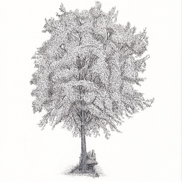 Ink Wash Tree | Original Tree Artwork. Ink With Water Wash, Sumi ...